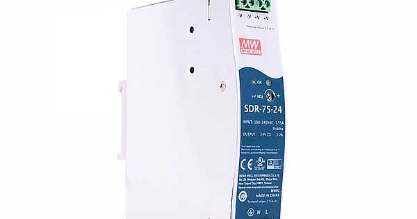 SDR-75-24 MEANWELL 76.8W 24VDC 3.2A 115/230VAC 단일 출력 산업용 DIN 레일(전원 공급 ...